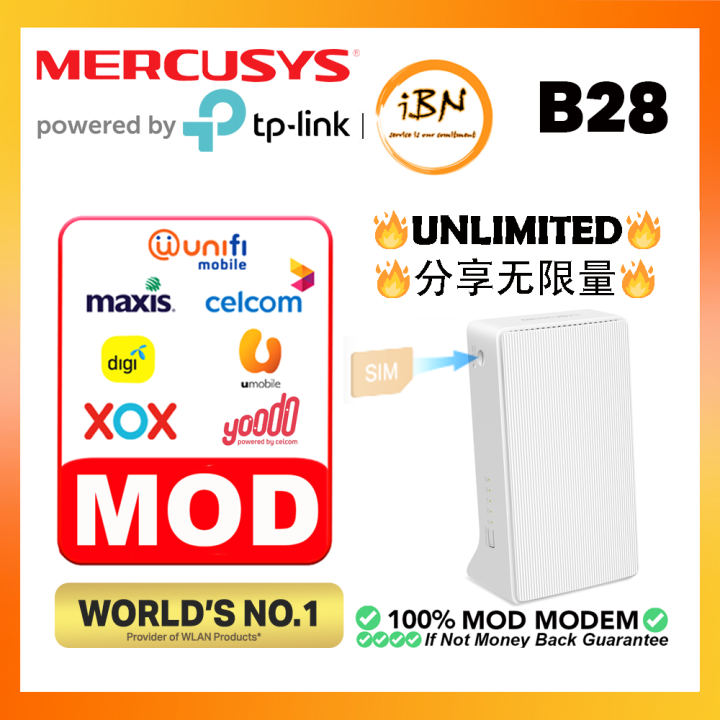 Mercusys🔥UNLIMITED🔥Mod Modem MB112-4G 300Mbps Wireless N 4G LTE Plug and Play Router (Powered by ...