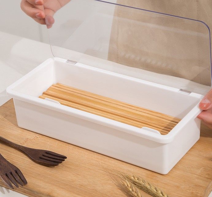 [READY STOCK] Cutlery Or Utensil Storage Box With Lid and Drainer | Lazada