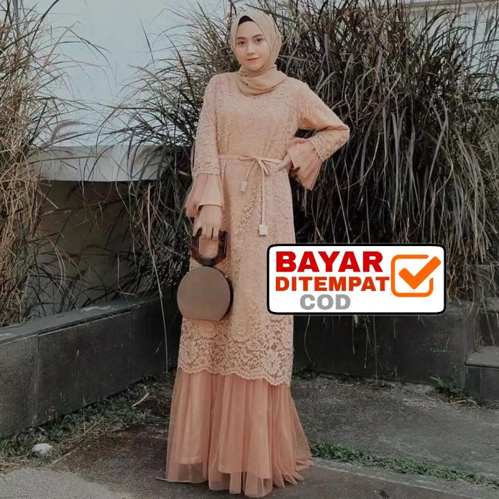 Baju Gamis Brukat Terbaru 2020 Busui Friendly Pesta Pernikahan Gaun Pesta / Baju Kebaya / Gamis ...