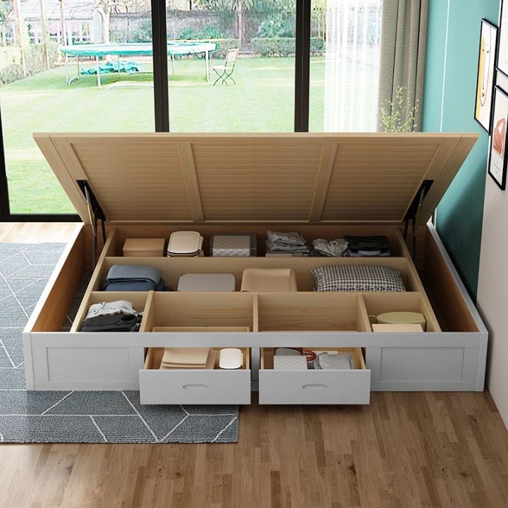 HDB Storage Bed Frame with Storage Drawers Japanese Tatami Bed Solid ...