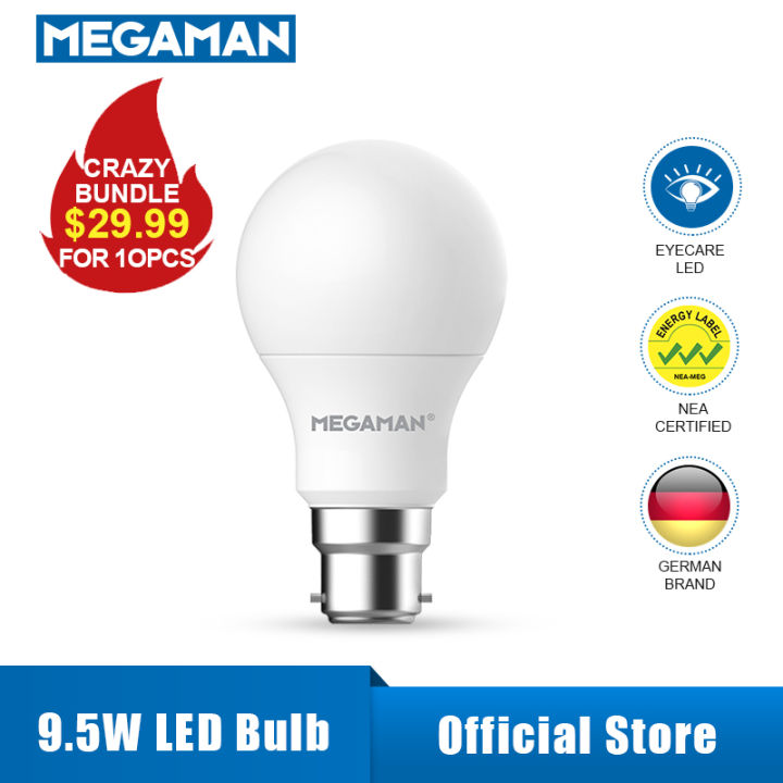 Megaman LED A60 Bulb 9.5W B22 2800K Warm White Energy Saving Eye Care ...