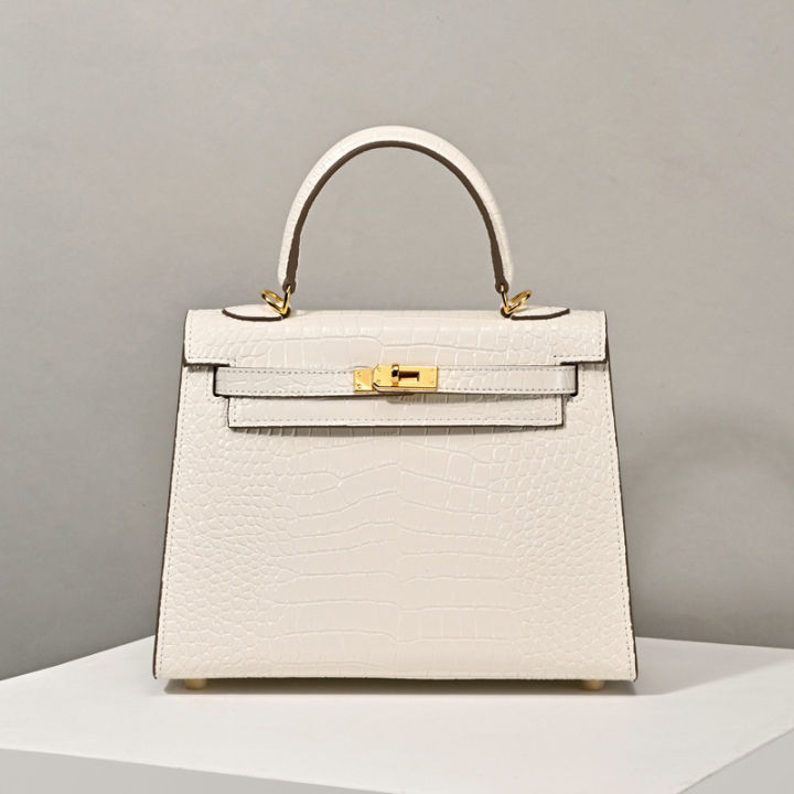 [COD] เนื้อแมทลายจระเข้กระเป๋า Kelly หนังแท้ใหม่บรรยากาศกระเป๋าถือ ...