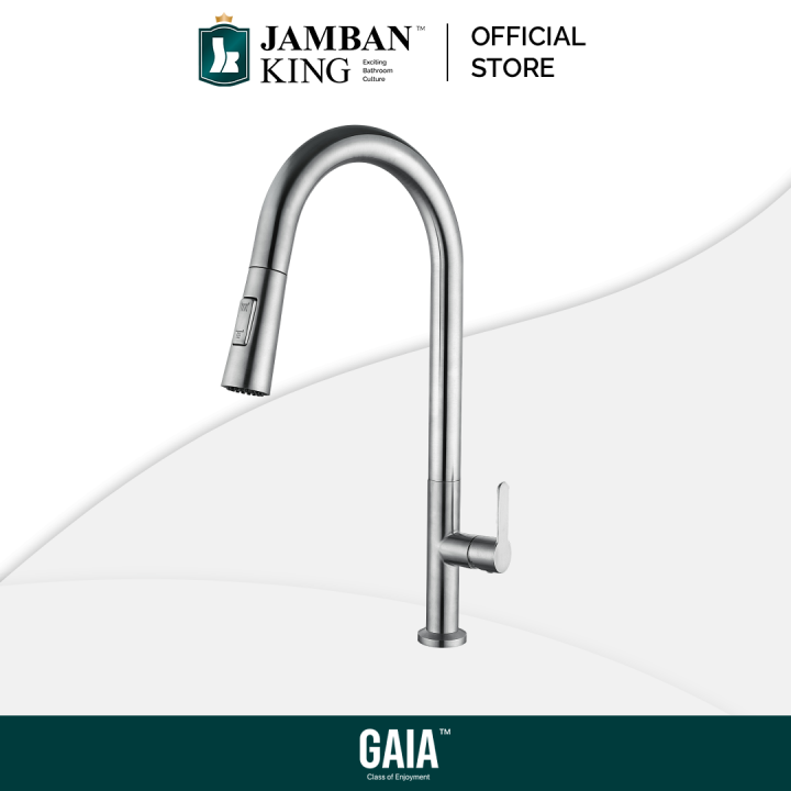 Gaia Pillar Mounted Stainless Steel 304 Pull Out Kitchen Tap Kmkt