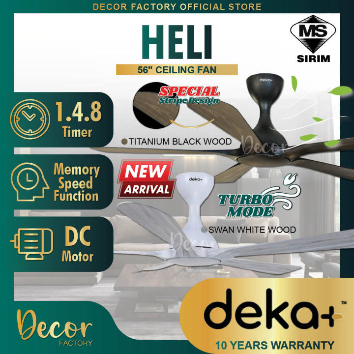 🔥NEW🔥 DEKA Fan DEKA+ HELI 56'' 5 Blades 14 Speeds +TURBO Mode Remote ...