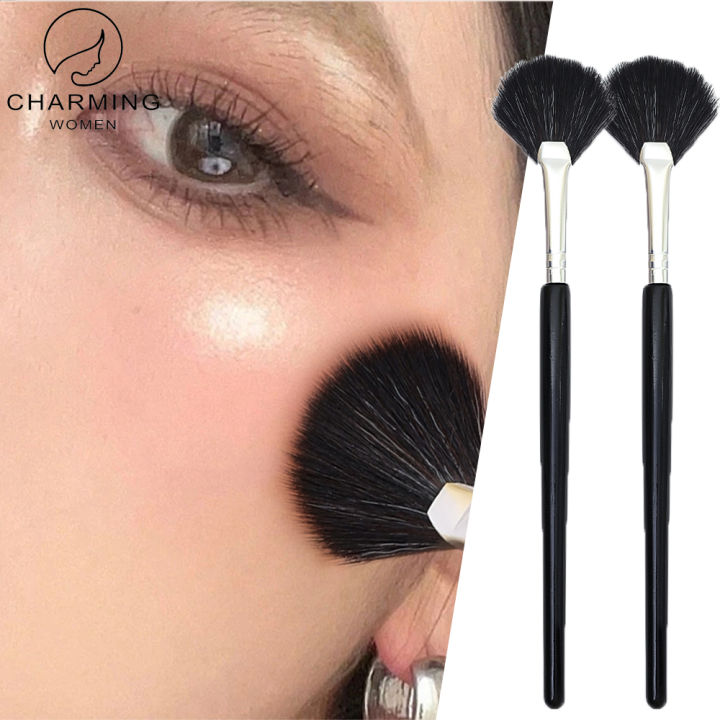 [ผู้หญิง Charming] Peralatan Rias Kuas Blush ON แฟนแปรงแต่งโครงหน้าไฮไลท์แปรงแต่งหน้าผู้หญิง ...