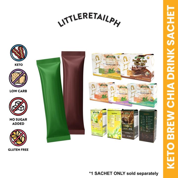 SACHET Keto Brew Chia Drink (Fiber, Chocolate, Milktea) Keto Low Carb ...