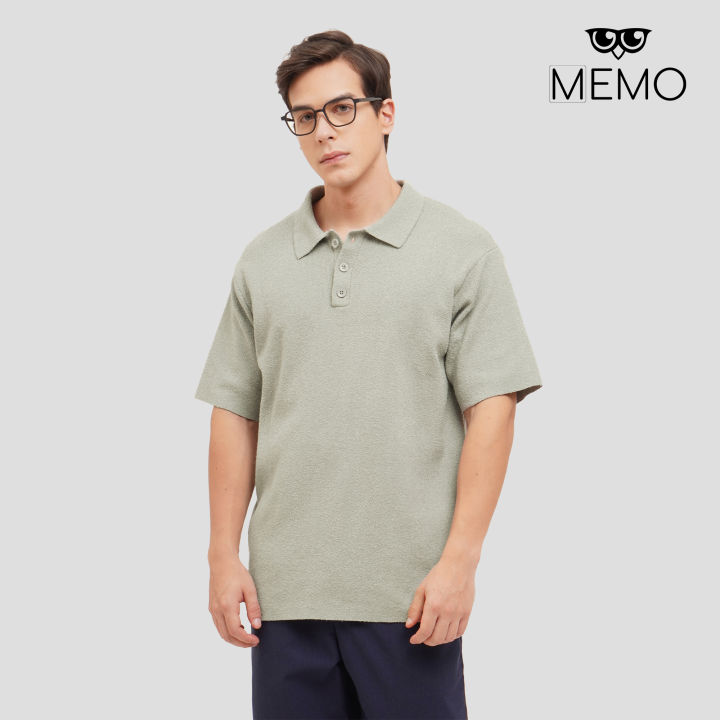 Memo Textured Flat Knit Polo For Men (Sage Green) | Lazada PH