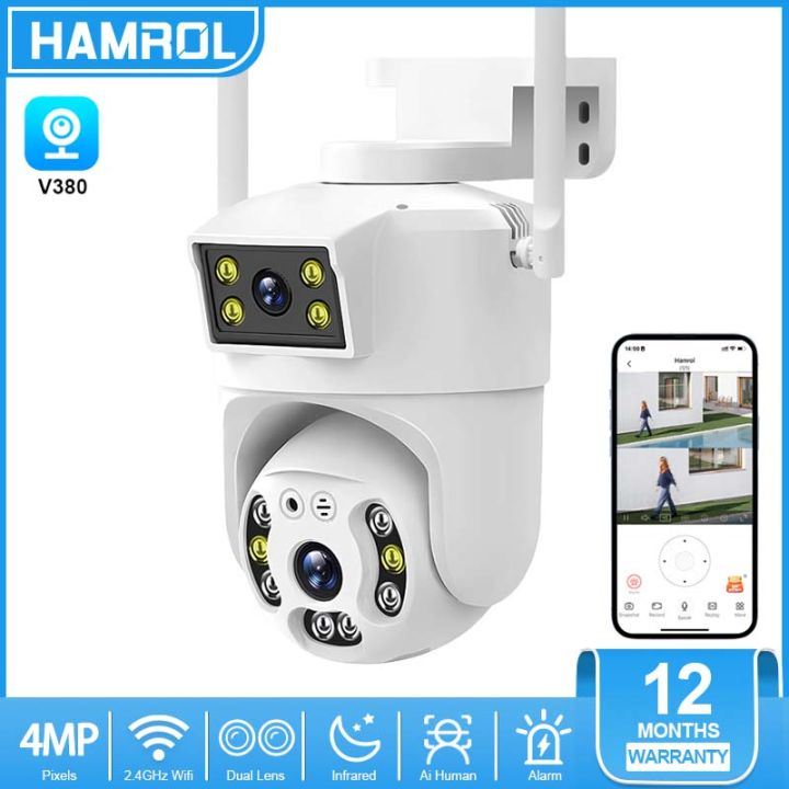 Hamrol V380 CCTV HD 4MP WiFi PTZ Camera Dual Lens Outdoor Waterproof IP ...