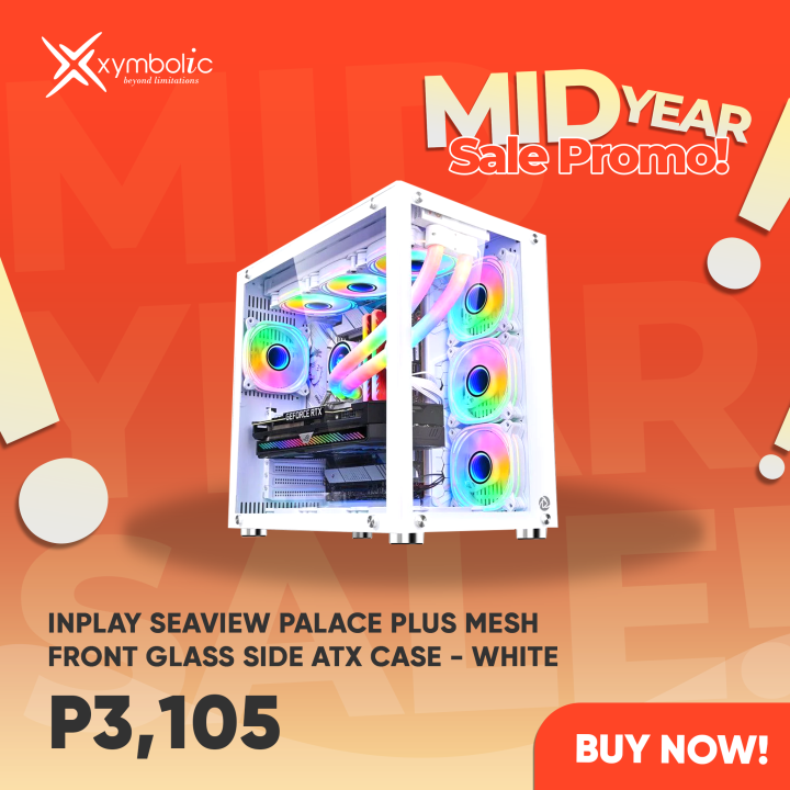 Inplay Seaview Palace Plus Mesh front glass side ATX Case-White | Lazada PH