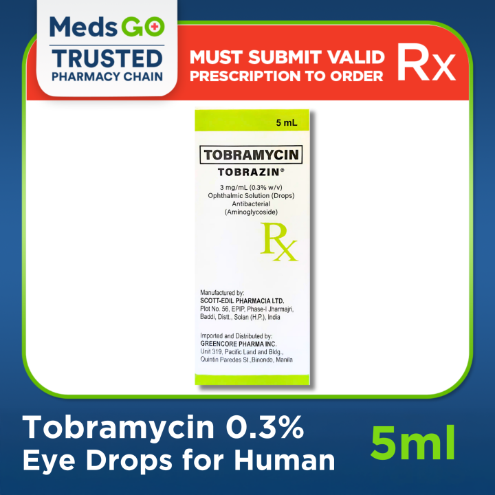 RX: Tobramycin 0.3% Eye Drops for Human 5ml (Tobrazin, Tobrin) | Lazada PH