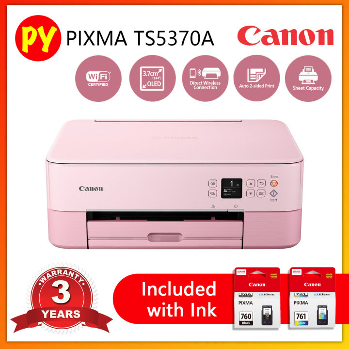 Canon Pixma TS5370A (Pink, Green, Black) All-In-One Printer with Auto ...