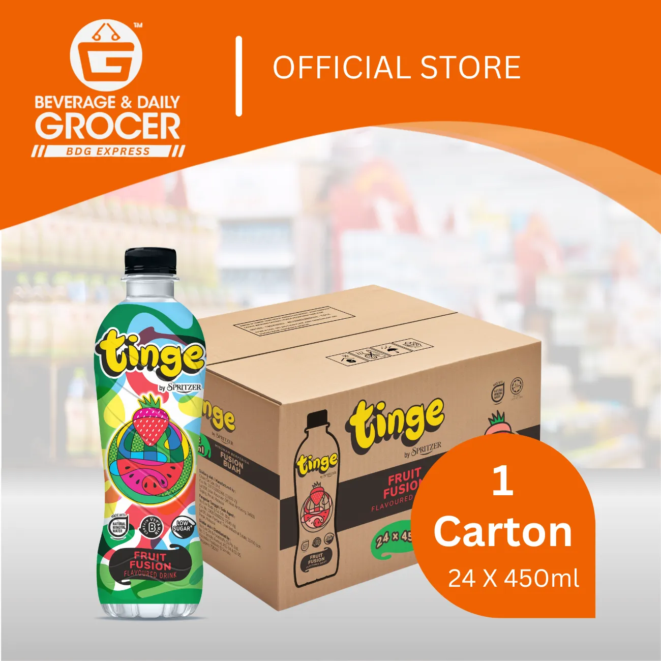 Spritzer Tinge Flavoured Drink - Fruit Fusion (24 x 450ml) 1 Carton ...