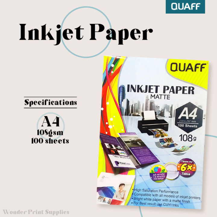 WPS - 108gsm Inkjet Matte Paper A4 Size MERRY or QUAFF Brand (100 ... WPS - 108gsm Inkjet Matte Paper A4 Size MERRY or QUAFF Brand (100 ...