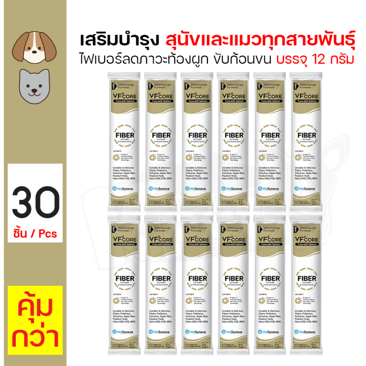 VF+CORE FIBER 12 g. สำหรับสุนัขและแมว ไฟเบอร์ลดภาวะท้องผูก ขับก้อนขน 12 ...