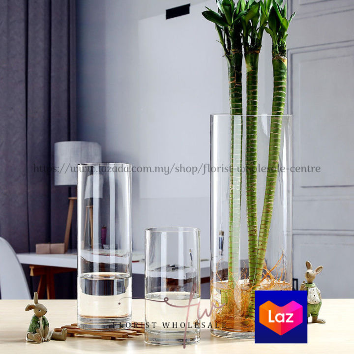 GLASS VASE CYLINDER / PASU KACA BENTUK SILINDER | Lazada
