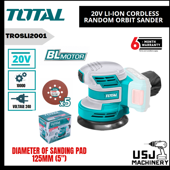 TOTAL 20V Li-ion Cordless Random Orbit Sander TROSLI2001 | 6 Months ...