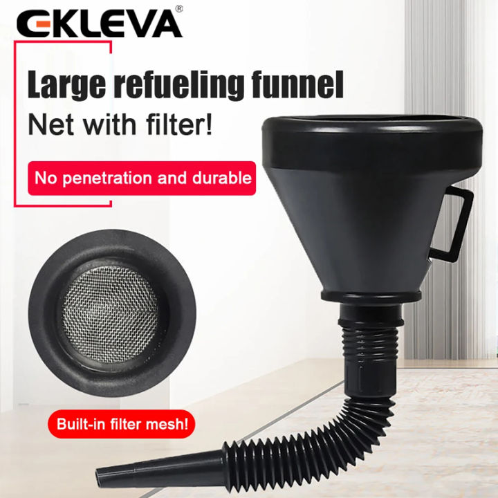 EKLEVA Universal Car Refueling Funnel with Strainer Can Spout for Oil ...