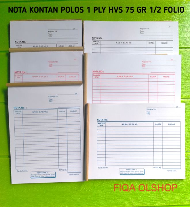 NOTA KONTAN 1/2 FOLIO 1 PLY & 2 PLY / HVS 70GR & NCR LANGSUNG TEMBUS ...