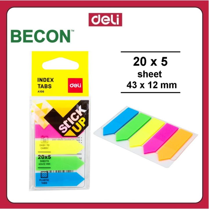 Deli Multi Colour Arrow Index Tabs sticky flag EA10602 43x12mm 5x20's ...