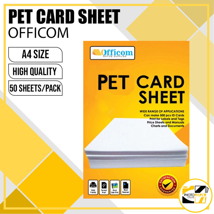 【HOT】 Officom PET Film | PET ID Card Sheet (50 Sheets) | Lazada PH