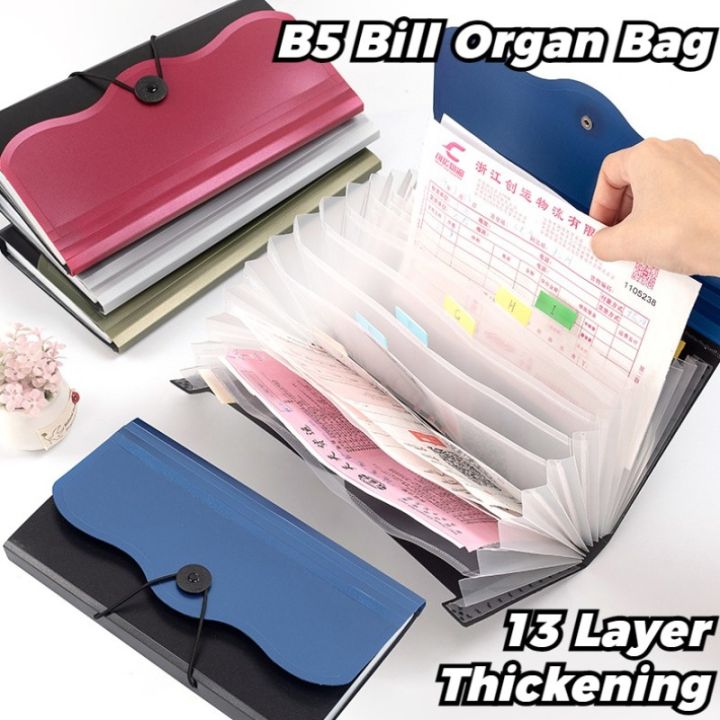 B5 File Folder Portable Bill Document Organizer Expanding File 13 Layer ...