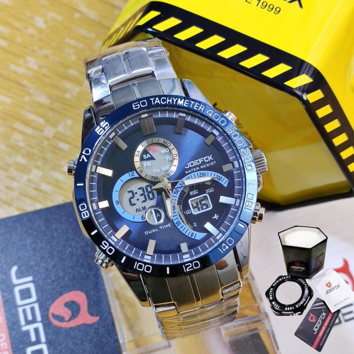 Full Metal Dual Time Men's Watch JOEFOX Actual-Pic Super ILLUMINATOR ...