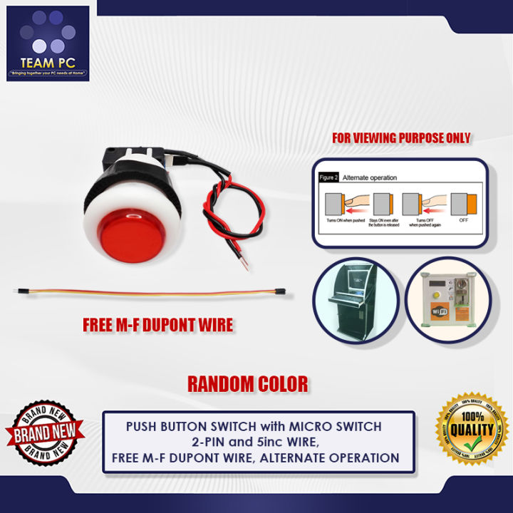PUSH BUTTON SWITCH with MICRO SWITCH 2-PIN and 5inc WIRE, FREE M-F ...