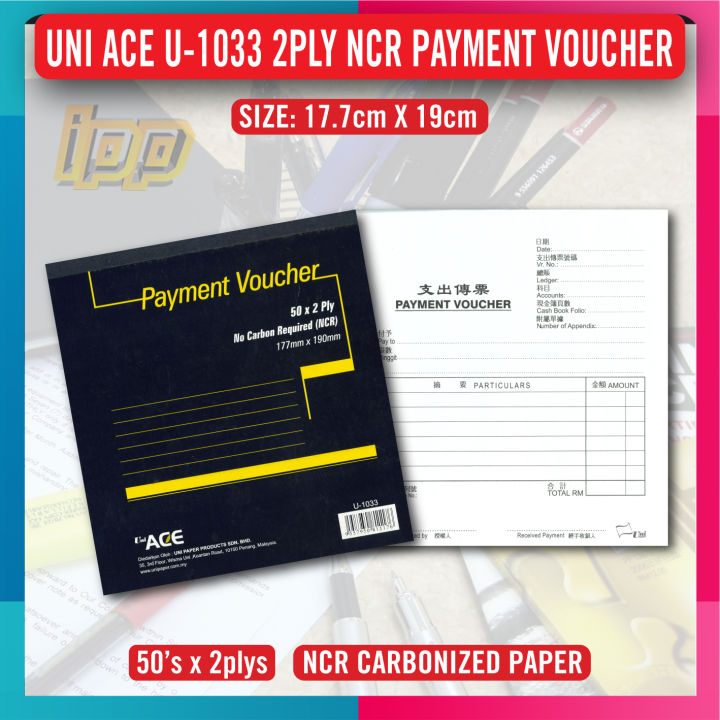 Uni Ace Payment Voucher 50's x 2plys NCR Carbonized Paper / Payment ...