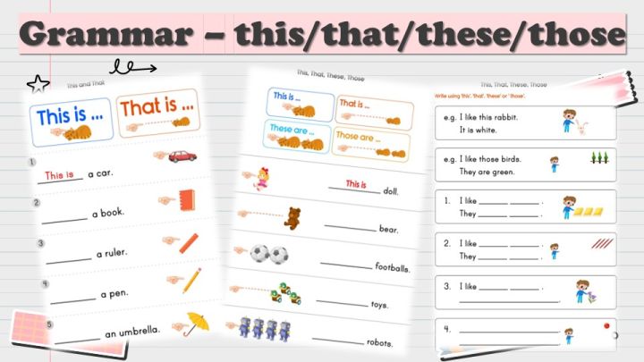 [PRE137] 32 pages Grammar – this/that/these/those Worksheet for Pre ...