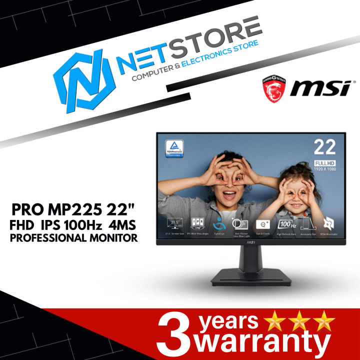 MSI PRO MP225 22" FHD IPS 100Hz 4MS Professional Monitor - 9S6-3PC6CM ...