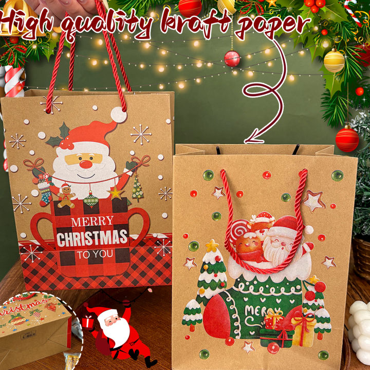 【On Sale】Christmas Paper Gift Bags Christmas Tote Bags Reusable ...