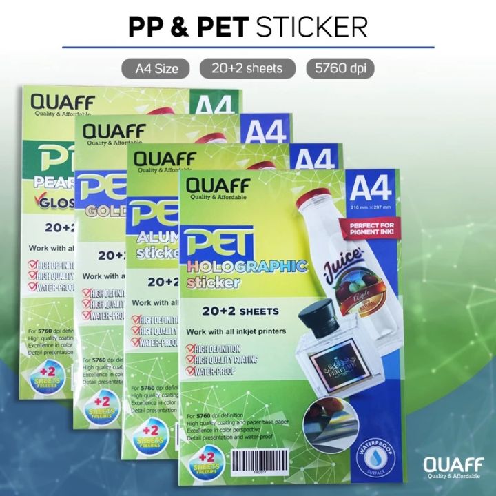 Quaff A4 Size Pearl Sticker Pet Aluminum Label Stickers Inkjet 20 ...