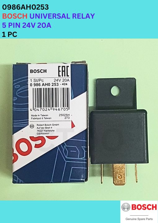 100% GENUINE BOSCH Universal Automotive Car, Lorry & Truck Relay 5 Pin 24V 20A [ 0986AH0253 ...