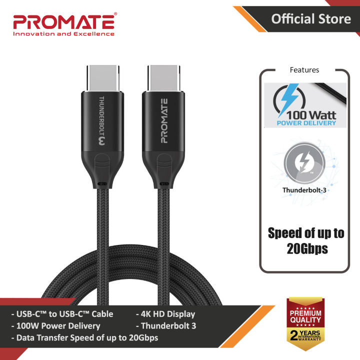 Promate ThunderLink-C20+ USB-C™ Thunderbolt 3 Cable Premium USB-C™ To ...