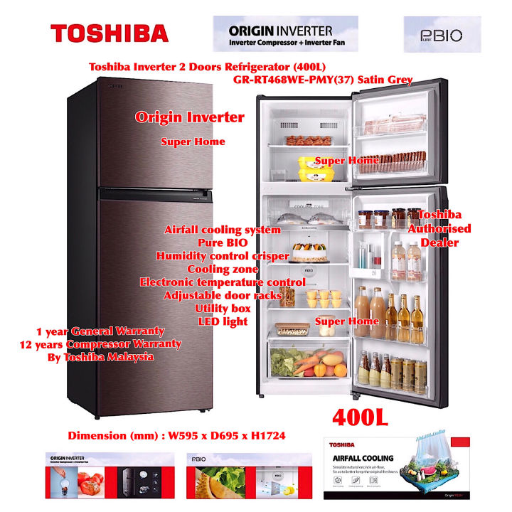 Toshiba 400L Refrigerator GR-RT468WE-PMY Toshiba Origin Inverter ...