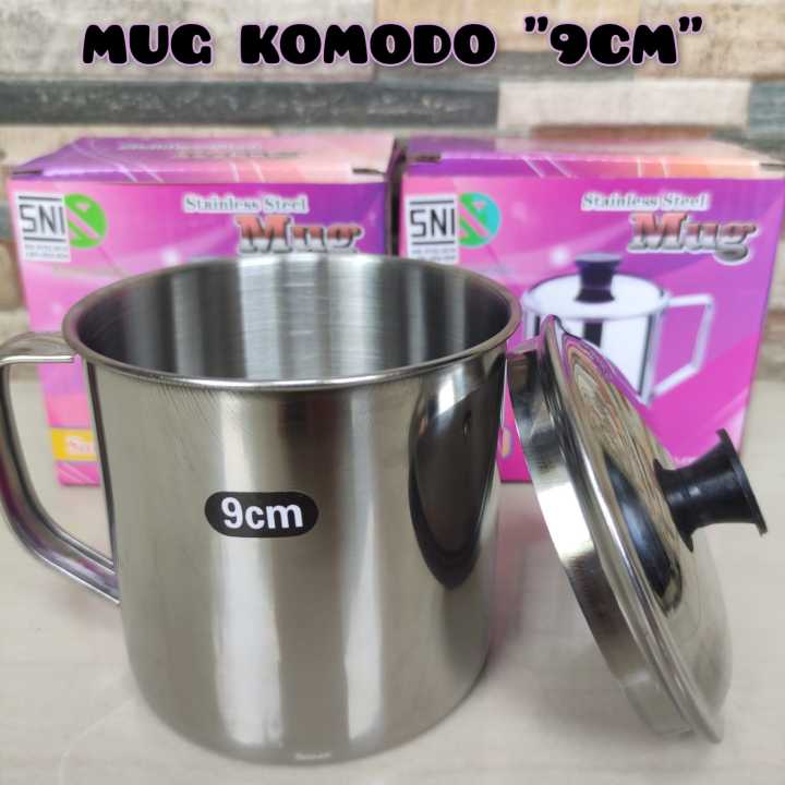 BIGMOM - Mug + Tutup / Stainless Mug / Mug Kopi Size 9 CM / Gelas ...