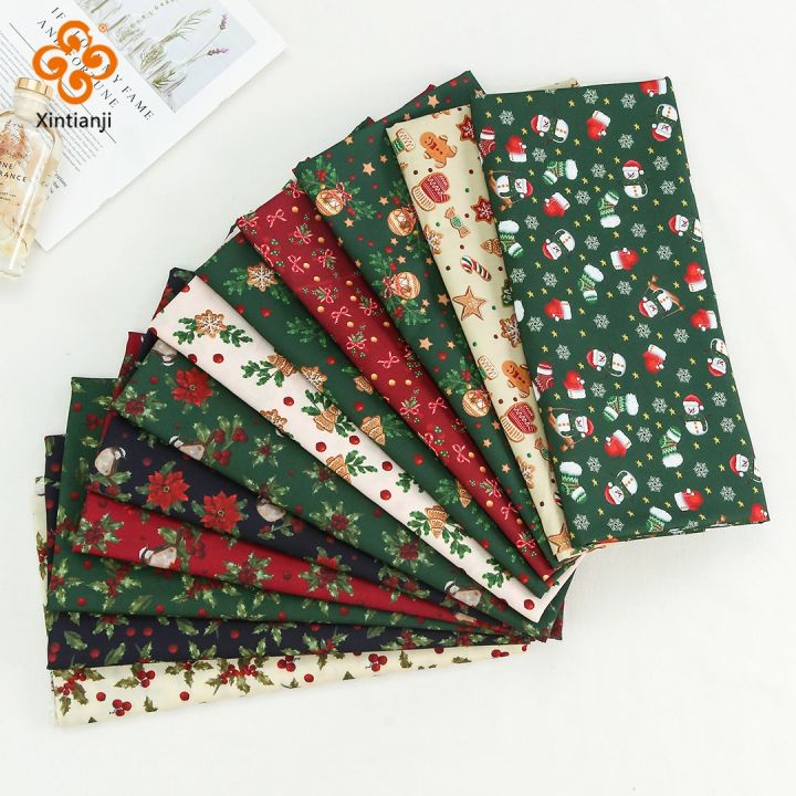 Christmas Printed Fabric, Traditional Holiday Decoration Fabric, Happy ...