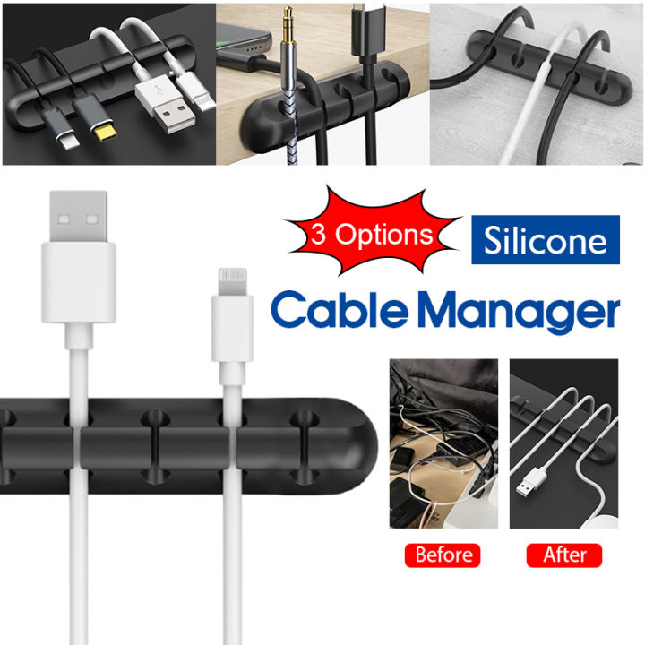 3Clip/5Clip/7Clip Cable Organizer Silicone USB Cable Winder Desktop Tidy Management Clips Cable ...