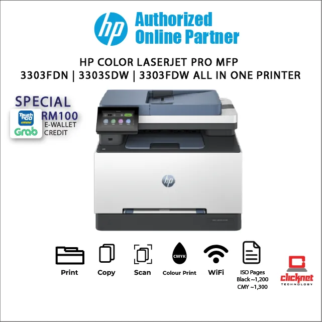 HP Color LaserJet Pro MFP 3303fdn/3303fdw All in one Printer | Lazada