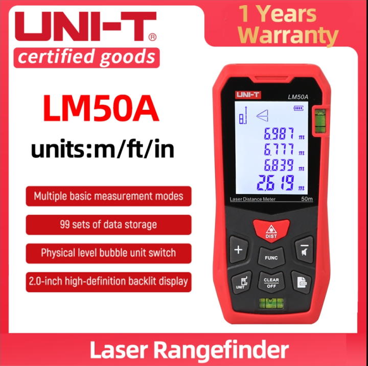 UNI-T 50M 70M 100M Laser Distance Meter Digital Rangefinder Mini Laser Tape Measure Tool Range ...