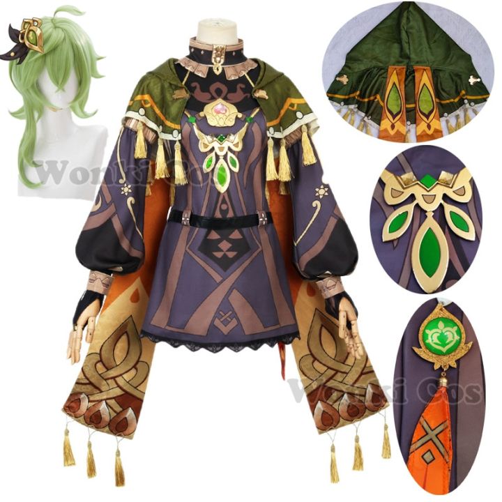 Genshin Collei Cosplay Costume Sumeru Genshin Impact Wig Full Set