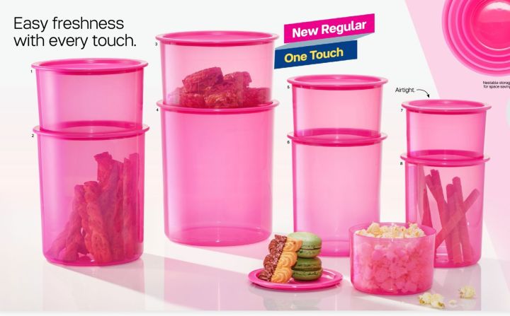 Tupperware One Touch Airtight Containers 600ml/950ml/1.25L/2L/3L/4.3L | Lazada Singapore