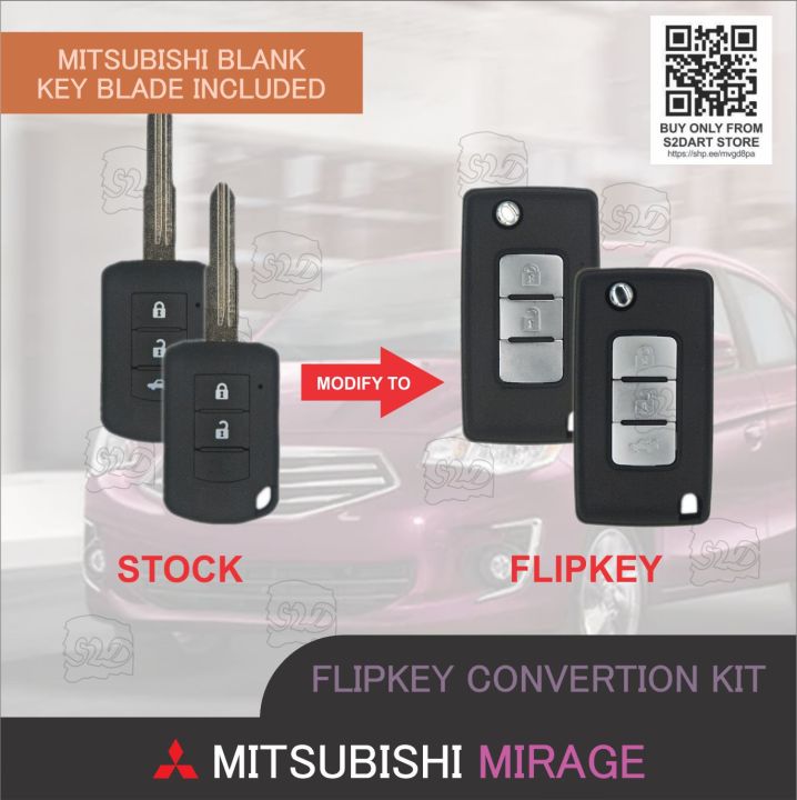 NEW Mitsubishi Mirage Flipkey 2/3 Buttons Key Case Shell Flip key ...