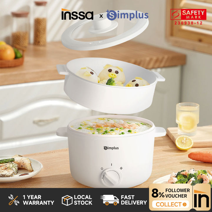 INSSA x Simplus 3L Large Capcity Electric Cooker Multi-Functional Steamer Rice Cooker 1000W High ...