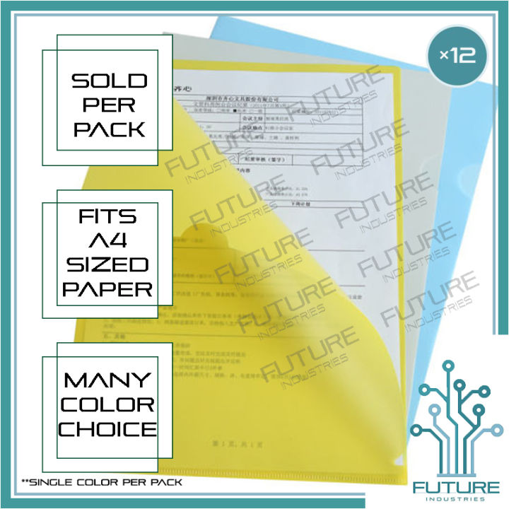 Clear Document Folder L-Type A4 Colored Clear Folder (12) PCS Ltype ...