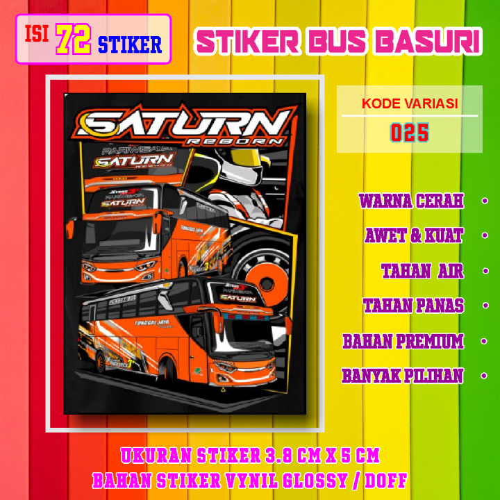 stiker bus basuri SATURN [025] isi 72 pcs warna cerah awet jelas MURAH ...