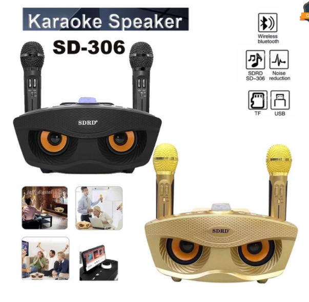 ZON Speaker Dual Bluetooth Speaker with 2 Wireless Microphones Outdoor Family KTV Stereo Mic Big ...