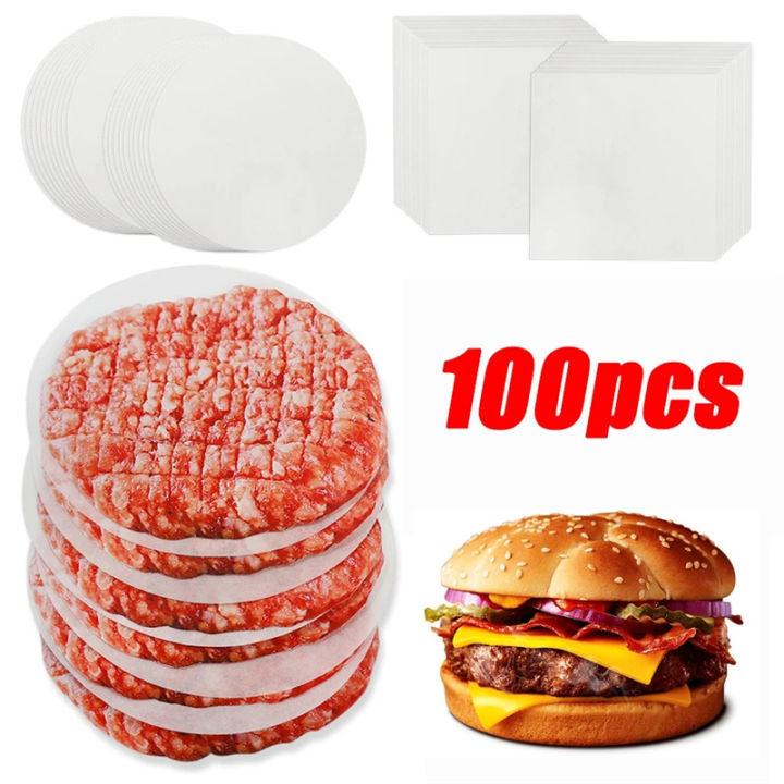 100Pcs Round Square Hamburger Food Pad Papers Disposable Burger Patty ...