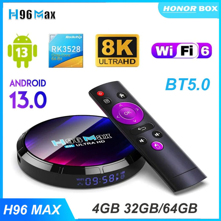 H96MAX RK3528กล่องสมาร์ททีวี RAM 4GB 64GB ROM Android 13รองรับ2.4G/5.8G ...