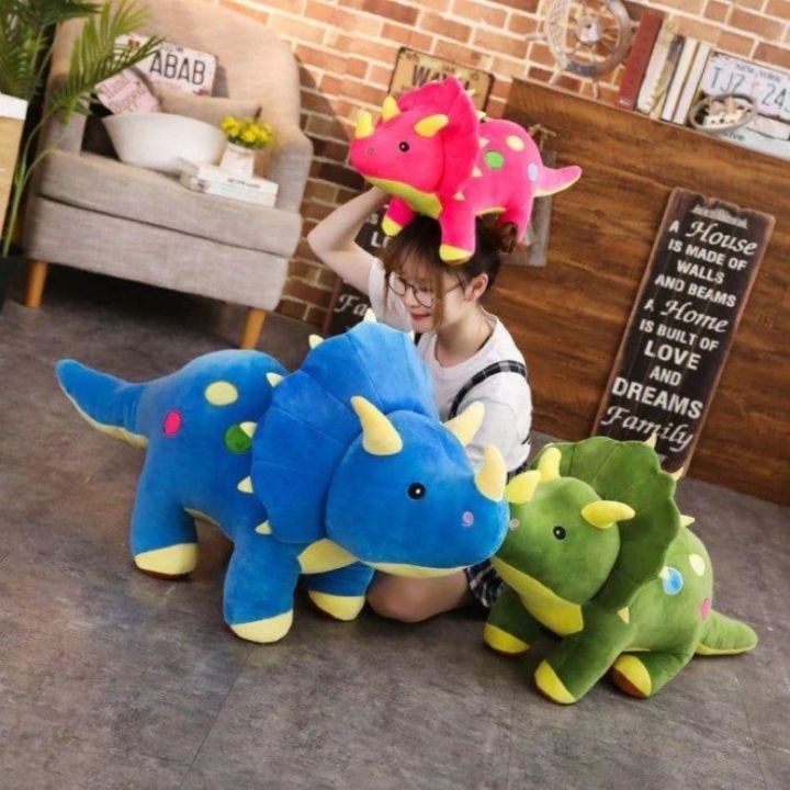 Boneka Animal Dinosaurus Triceraptops 40cm Mainan anak lucu Dino Plush ...